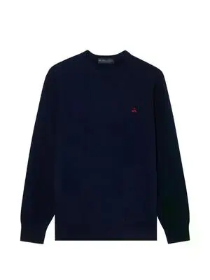 Brooks Brothers Logo-embroidered Lambswool Sweater - Blue