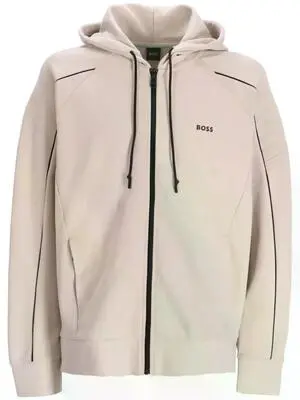 BOSS Logo-print Drawstring Hoodie - Neutrals
