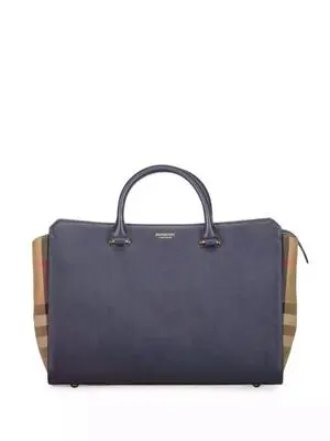 Burberry Check-panel Leather Tote Bag