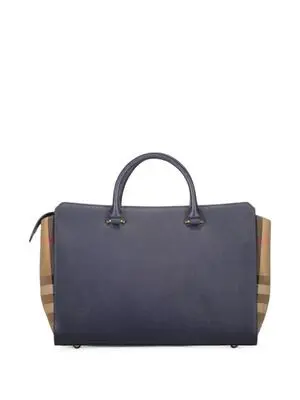 Burberry Check-panel Leather Tote Bag