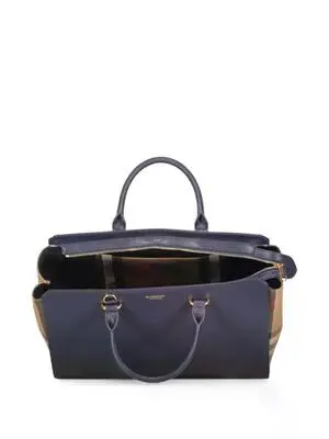 Burberry Check-panel Leather Tote Bag