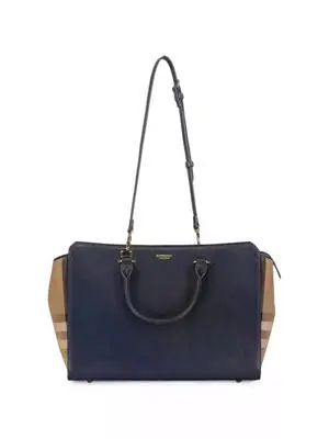 Burberry Check-panel Leather Tote Bag