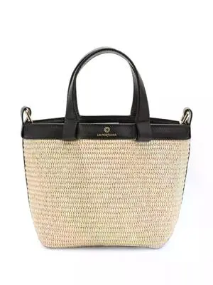 LA PORTEGNA Teresita Leather-trim Bucket Bag