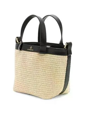 LA PORTEGNA Teresita Leather-trim Bucket Bag