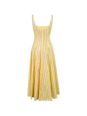 Staud Wells Stripe-print Lobster-embroidered Midi Dress - Yellow