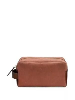 LA PORTEGNA Negro Canvas Leather-trim Wash Bag