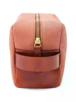 LA PORTEGNA Negro Canvas Leather-trim Wash Bag