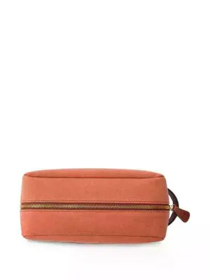 LA PORTEGNA Negro Canvas Leather-trim Wash Bag