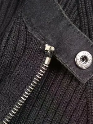 Gucci 2000s Zip-up Suede-trim Cardigan