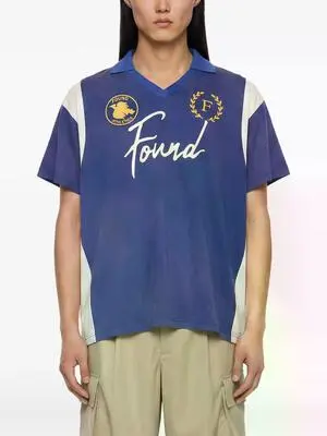 FOUND Logo-print Panelled Polo Shirt