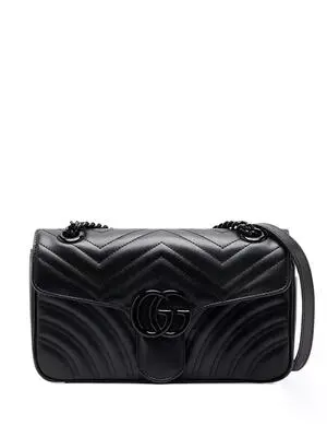Gucci 2016-2026 Medium Gg Marmont Matelasse Calfskin Monochrome Shoulder Bag - Black