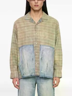 FOUND Check-pattern Patchwork Shirt
