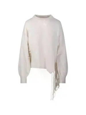 OSCAR THE COLLECTION Fringe-trim Asymmetric Sweater