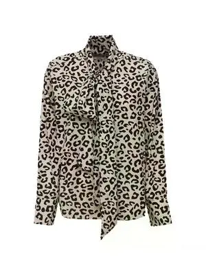 Essentiel Antwerp Leopard-print Pussy-bow Shirt