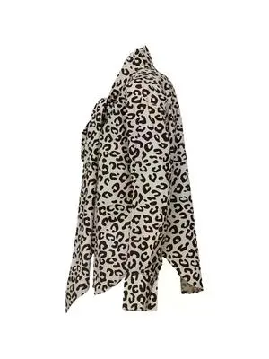 Essentiel Antwerp Leopard-print Pussy-bow Shirt