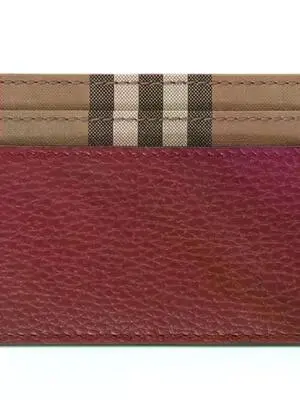 Burberry Vintage Check Grained Leather Cardholder - Red
