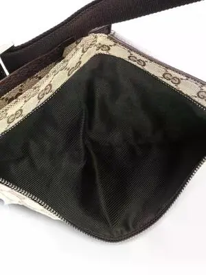 Gucci Vintage Double Gg Canvas With Leather Belt Bag