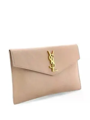 Saint Laurent Classic Monogram Envelope Leather Clutch Bag