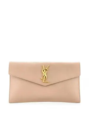Saint Laurent Classic Monogram Envelope Leather Clutch Bag