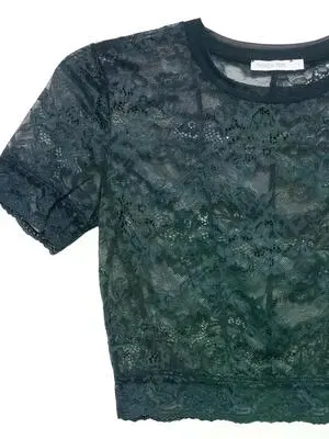 Patrizia Pepe Lace-panelled Cropped T-shirt