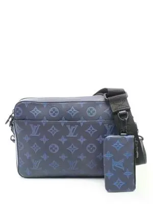 LOUIS VUITTON 2000s Duo Monogram Shadow Messenger Bag - Blue