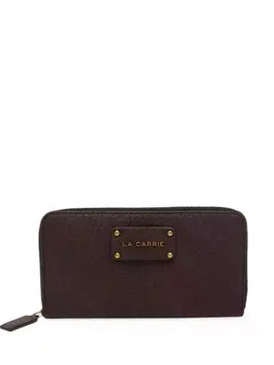 LA CARRIE Logo-plaque Pebbled Wallet - Brown