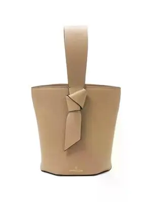 LA PORTEGNA Julieta Knot-detail Leather Bucket Mini Bag - Neutrals
