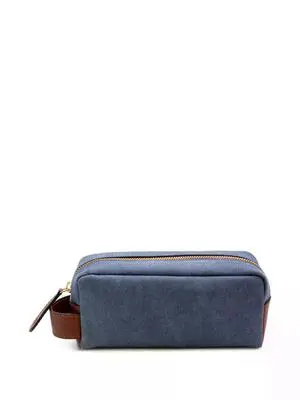 LA PORTEGNA Dopp Leather-trim Canvas Wash Bag - Blue
