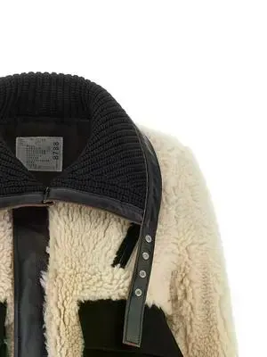 Sacai Shearling-effect Ribbed-knit Jacket