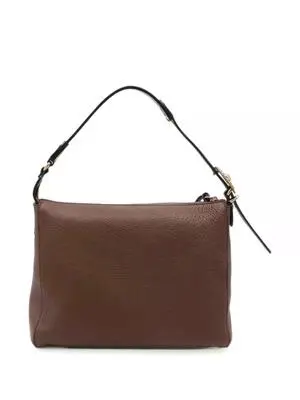 Etro Embossed-logo Pebbled Leather Shoulder Bag - Brown