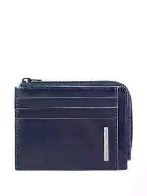 PIQUADRO Logo-plaque Leather Cardholder - Blue