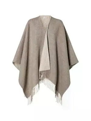 Fendi Ff-motif Fringed Cape - Neutrals