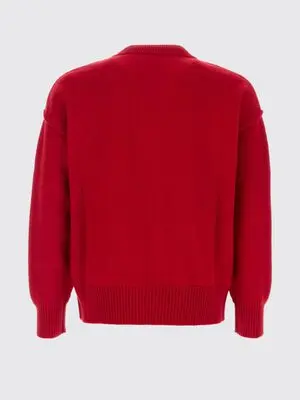 AMI Paris Wool Crewneck Cardigan With Contrasting Embroide Logo