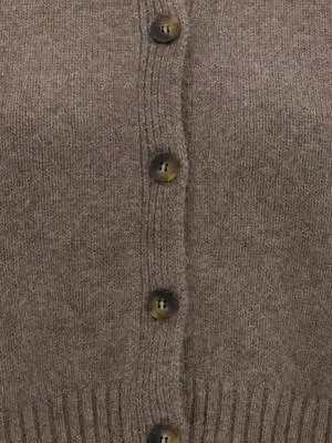 Loulou De Saison Remus Merino Wool Crewneck Cardigan - Grey