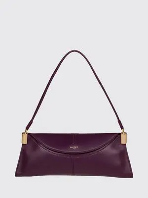 Balmain 64-83 Smooth Calfskin Leather Shoulder Bag With Flap Closure - Violet