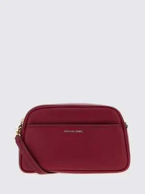 Michael Kors Jet Set Leather Camera Crossbody Bag With Metal Logo - Red