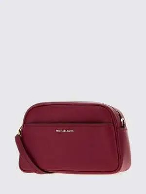 Michael Kors Jet Set Leather Camera Crossbody Bag With Metal Logo - Red