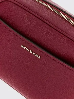 Michael Kors Jet Set Leather Camera Crossbody Bag With Metal Logo - Red