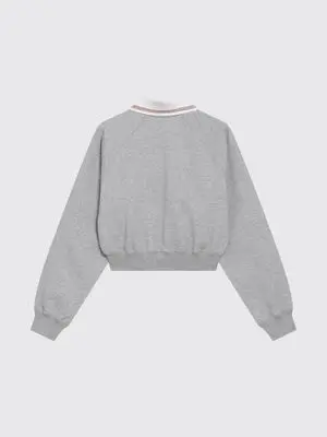 Versace Cropped Cotton Polo Sweatshirt With Classic Collar And Contrast Logo