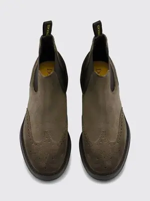 DOUCAL'S Suede Calfskin Chelsea Boots With Pull Tab - Mud