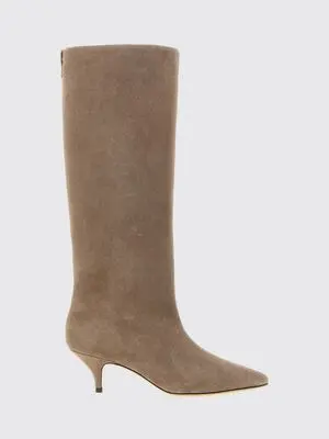 Fabiana Filippi Suede Knee-high Boots With A Medium Heel - Beige