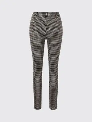 Patrizia Pepe Houndstooth Print Skinny Pants In Jersey With Mid-rise Waist