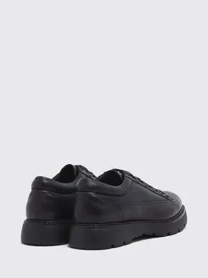 DOUCAL'S Pebbled Calfskin Derby Shoes With Padded Ankle - Navy