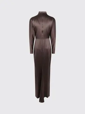 Max Mara Long Silk Sheath Evening Gown With Draped High Neck