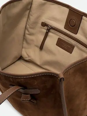 GIANNI CHIARINI Marcella Suede Calfskin Shoulder Bag - Hazel