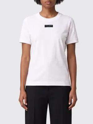 Dolce & Gabbana Cotton T-shirt With Contrast Logo And Crew Neck