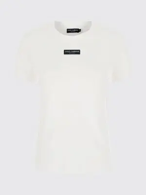 Dolce & Gabbana Cotton T-shirt With Contrast Logo And Crew Neck