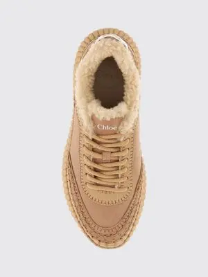 Chloé Nama Suede Platform Sneakers With Shearling Lining
