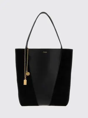 Chloé Spin Bi Shoulder Bag In Smooth And Suede Leather - Black