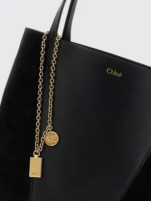 Chloé Spin Bi Shoulder Bag In Smooth And Suede Leather - Black